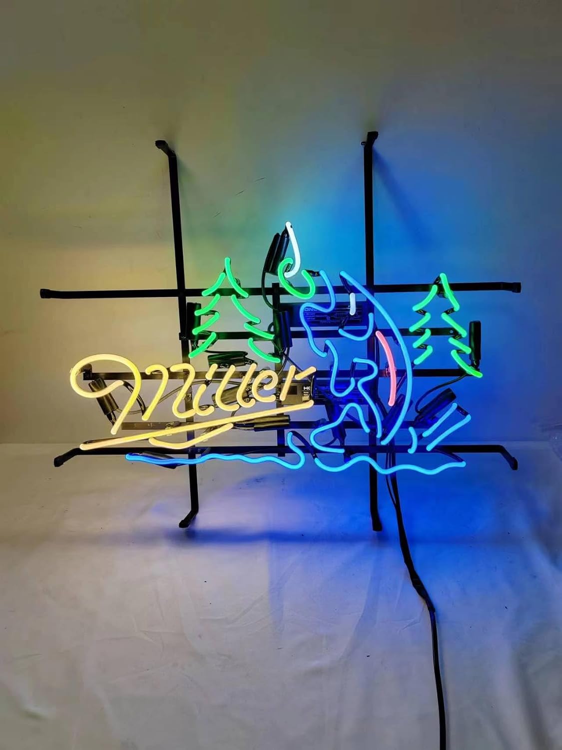 Neon Signs for Wall Decor 20 * 24 Millers Lite Fish Trees Fishing Get ...