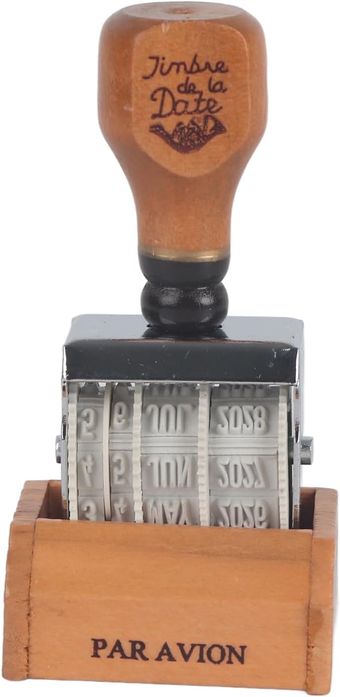 Amazon.com: Wooden Handle & Base Roller Date Stamp, Rubber Stamp for ...