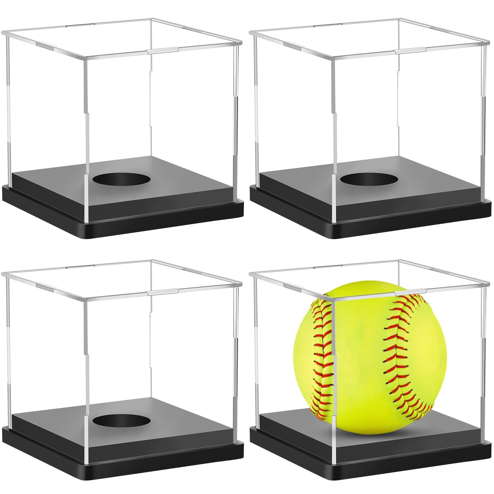 Amazon.com: 4 Pack Arcylic Softball Display Case Softball Holder Stand ...
