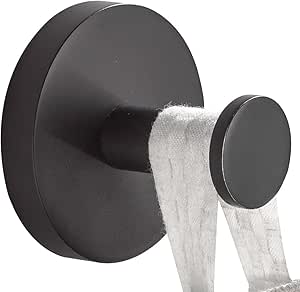 CASEWIND Black Command Hook, Wall Mounted Coat Hook, Round Bath Towel ...