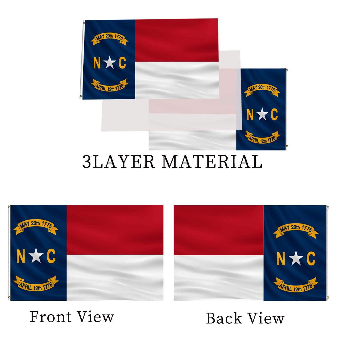 Snapklik.com : North Carolina State Flag 3x5 Outdoor Double Sided NC ...