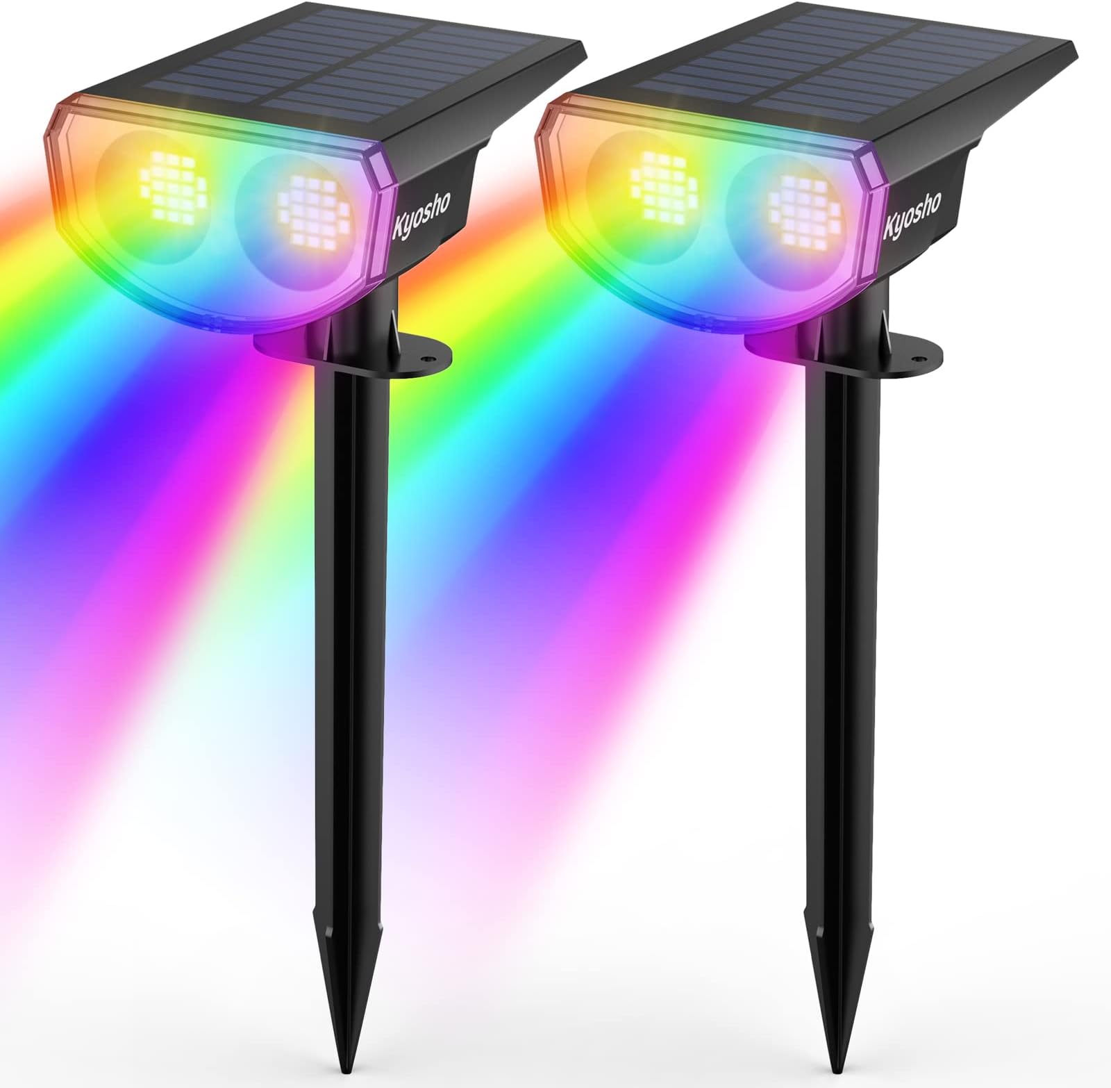 LEREKAM Solar Spotlights Outdoor,40 LEDs Color Changing RGB Landscape ...