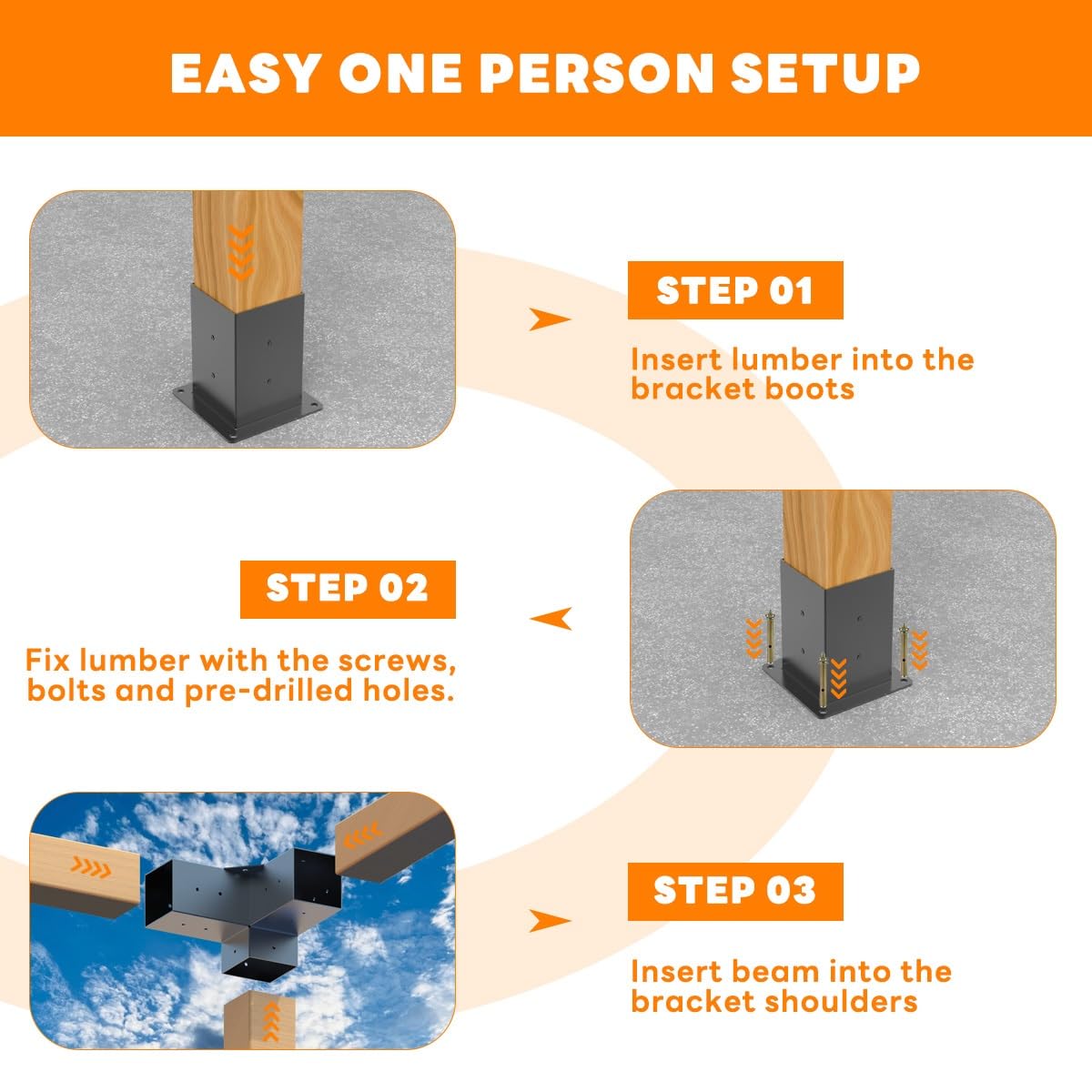 Snapklik.com : YEOOE 4x4 Post Base, Deck Post Brackets Powder Coated ...