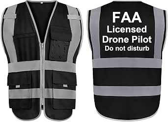 Amazon.com: TopTie FAA Drone Pilot Vest High Visibility 9 Pockets ...