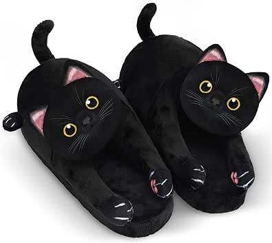 Amazon.com | Cute Fuzzy Cat Slippers for Women Indoor and Outdoor ...