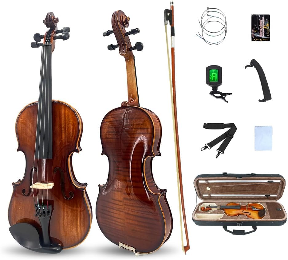 Amazon.com: Vetimobato 3/4 Violin Kit - Acoustic Fiddle Set Solid Wood ...