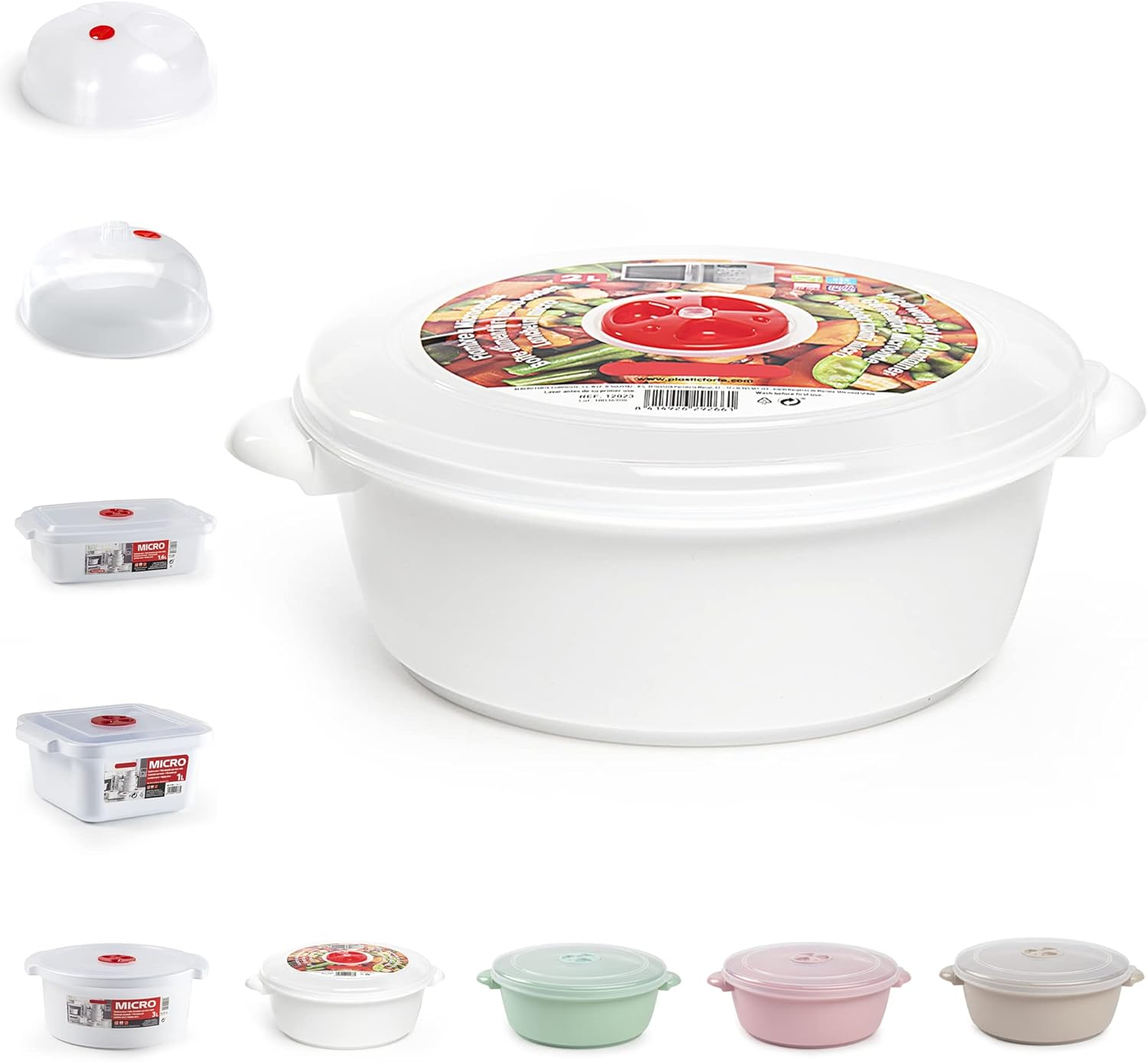 2L Plastic Freezer Microwave Pot Food Storage Container Tub with ...