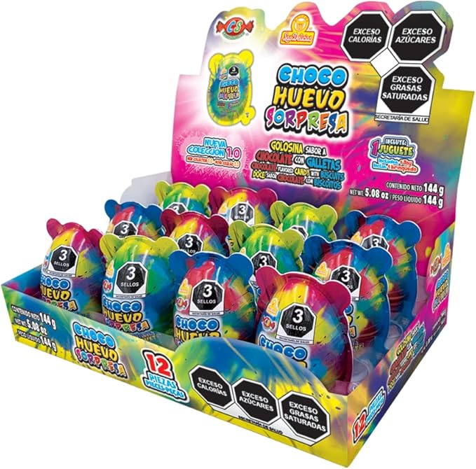 CHOCO HUEVO SORPRESA 12PZS LAS DELICIAS CHOCOLATE CON GALLETAS Y ...