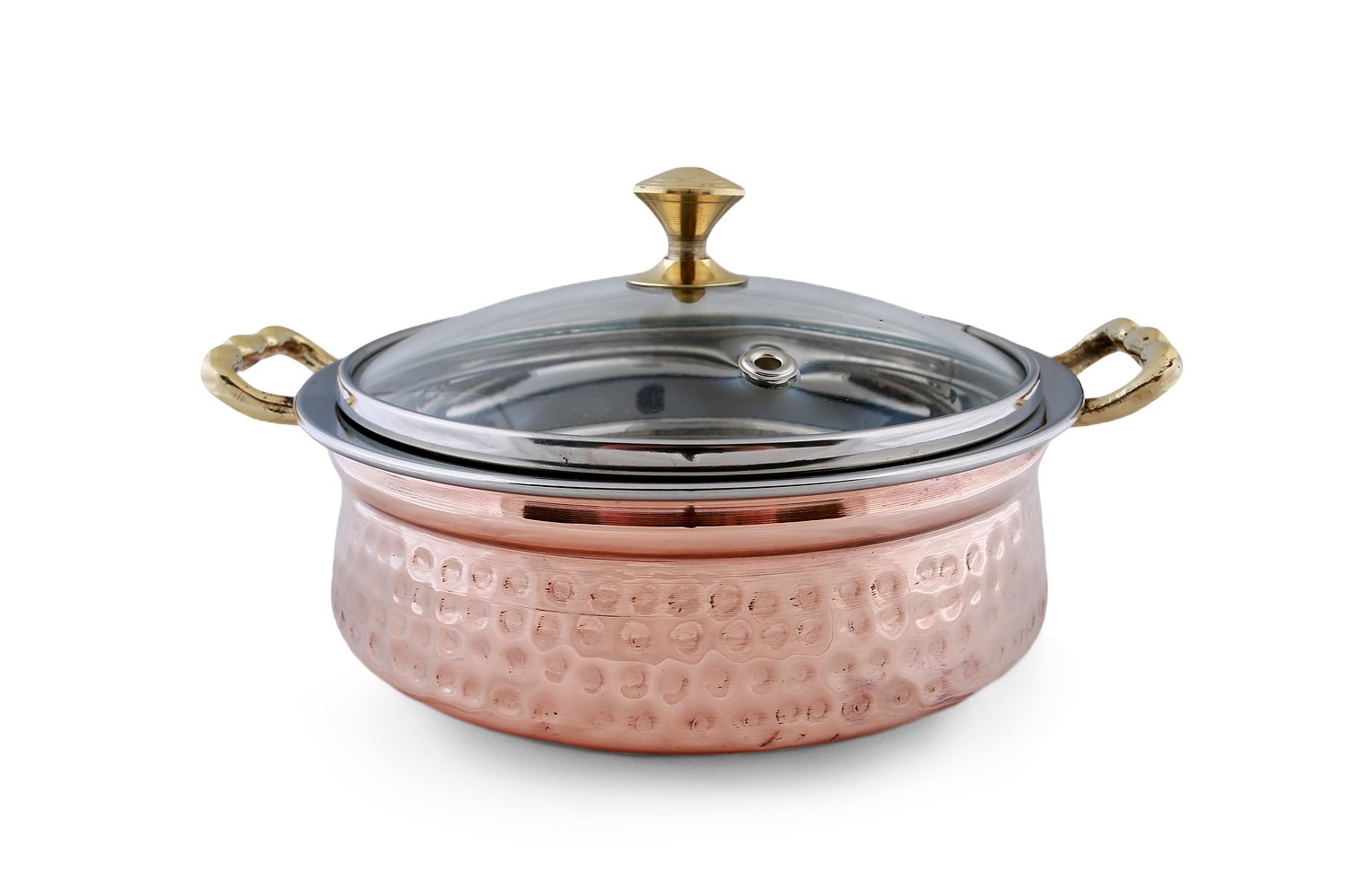 Buy y Copper BY CCC Pure Copper Handi vessel Pot With Glass Lid ...