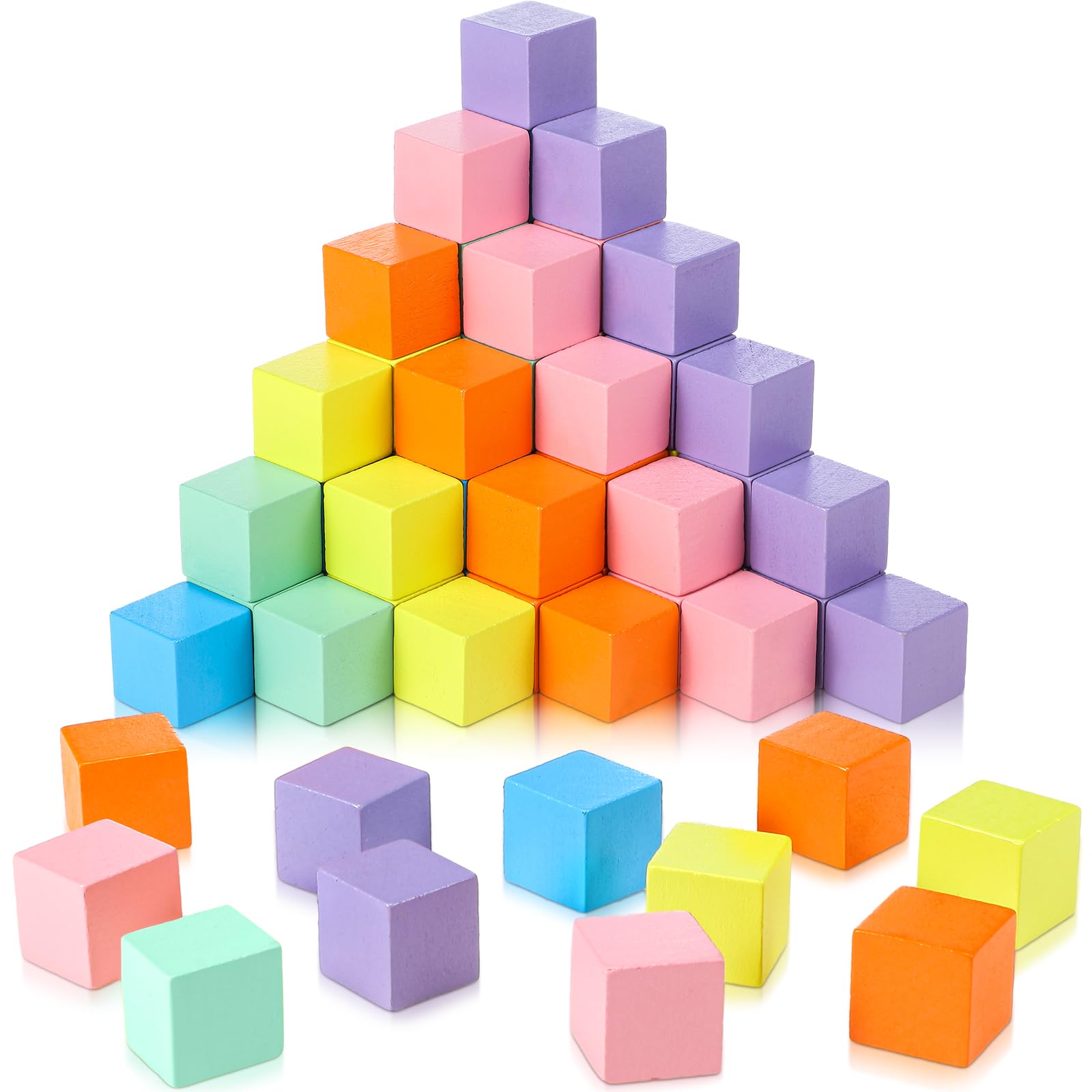 Amazon.com: Sasylvia 72 Pcs Small Wooden Colored Blocks 1 inch Painted ...