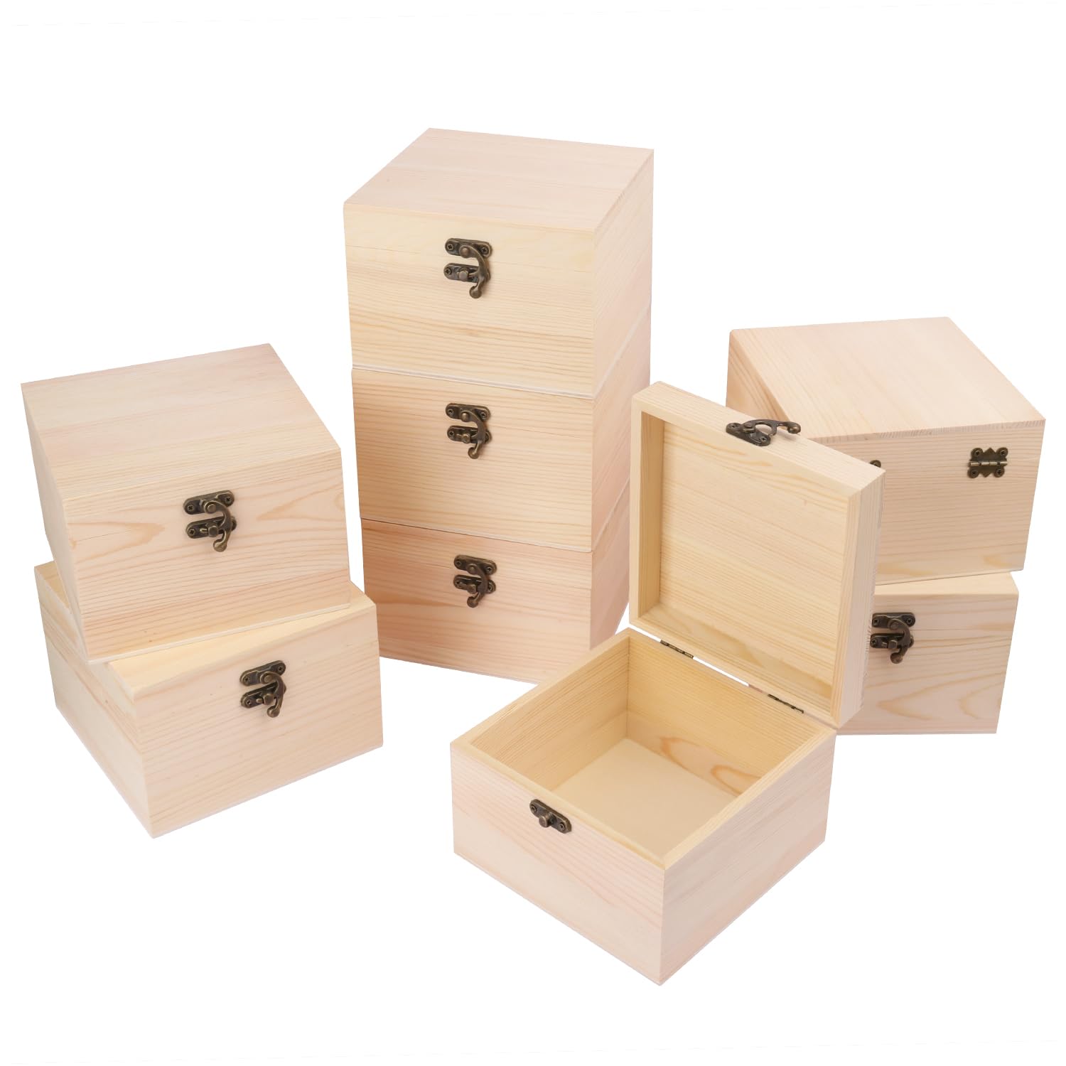Amazon.com: GNIEMCKIN 8 Pack Wooden Box, Unfinished Unpainted Wood ...