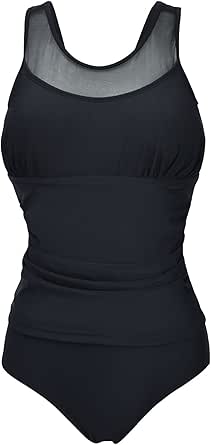 Tempt Me Women One Piece Plus Size Solid Color Ruched Monokini Swimwear ...