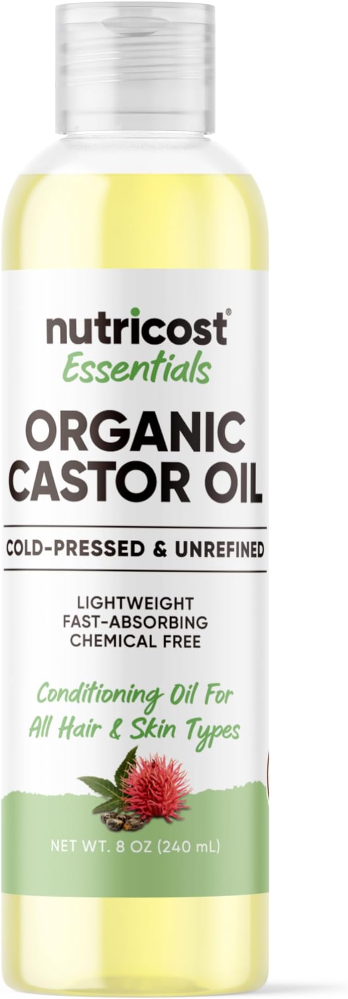 Amazon.com : Nutricost Essentials Organic Cold Pressed Castor Oil (8 oz ...