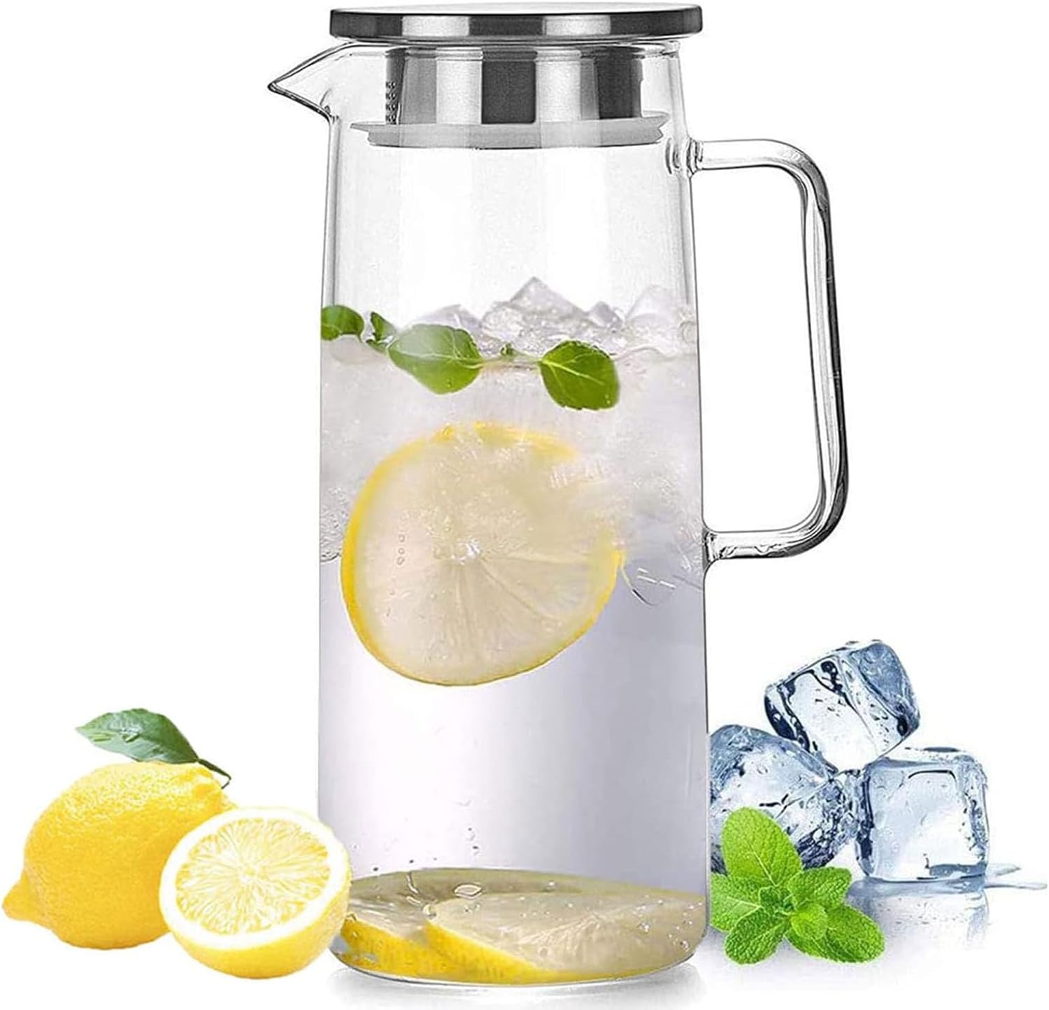 Amazon.com: GENTI Glass Pitcher with Lid, 1500ml/50oz Glass Water ...