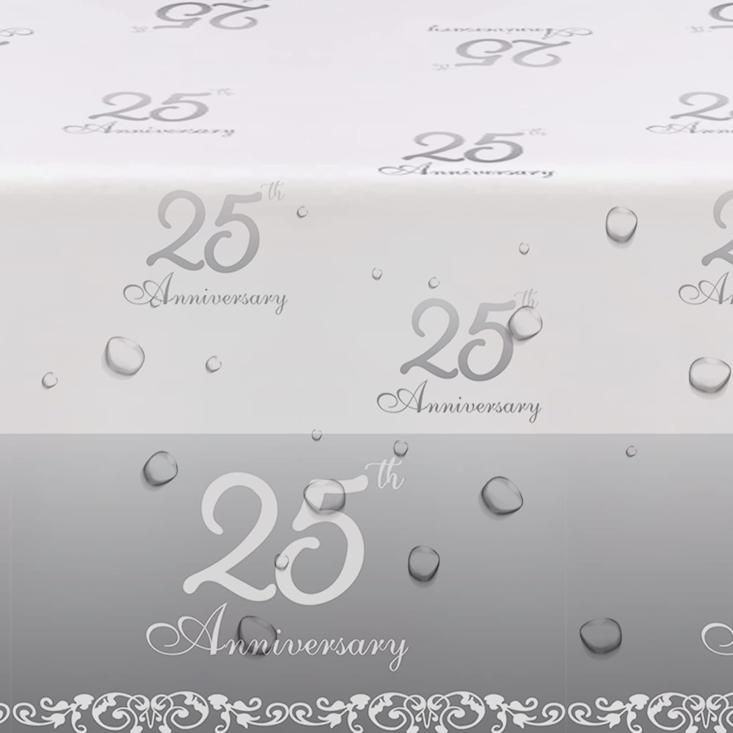 Mantel desechable para decoración del 25 aniversario, mantel plateado ...