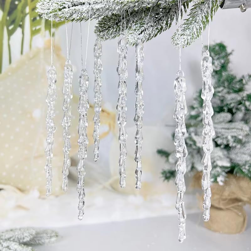 Amazon.com: 30pcs Icicle Ornaments Clear Plastic Icicle Christmas ...
