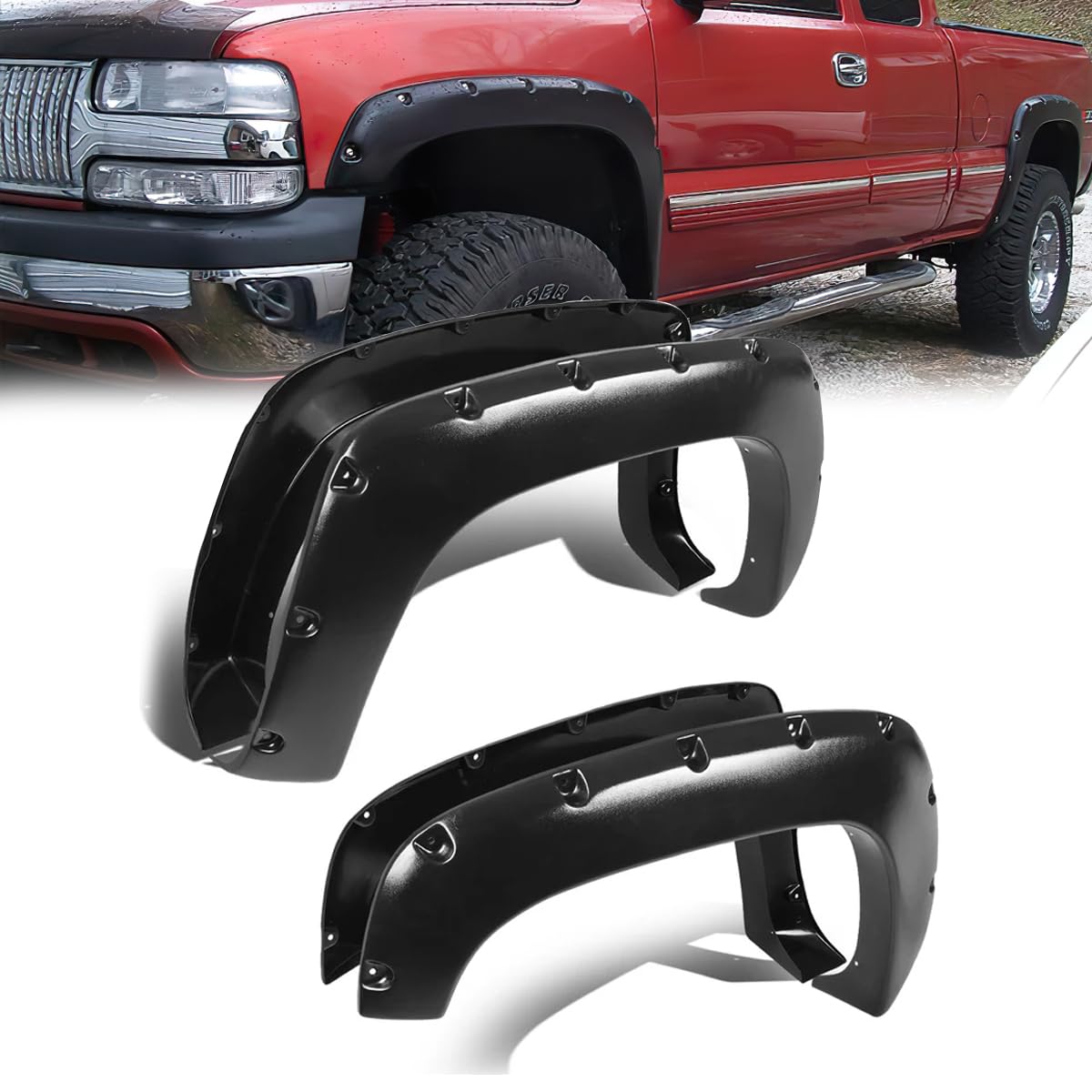 Amazon.com: 4 Pcs/Kit Pocket-Riveted Style Fender Flares Matte Black ...