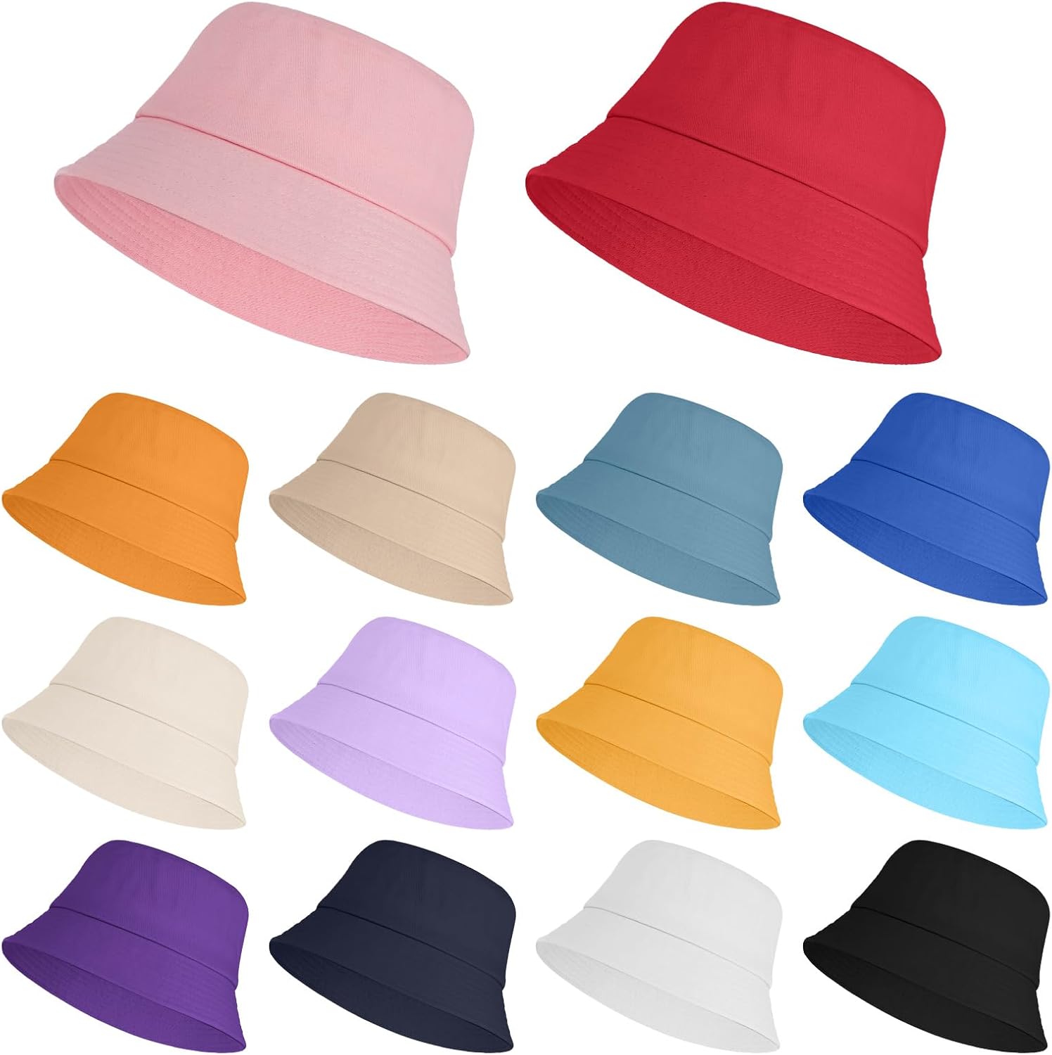 Guiqulai 14 Pack Cotton Bucket Hat Bulk Foldable Packable Multi-Color ...