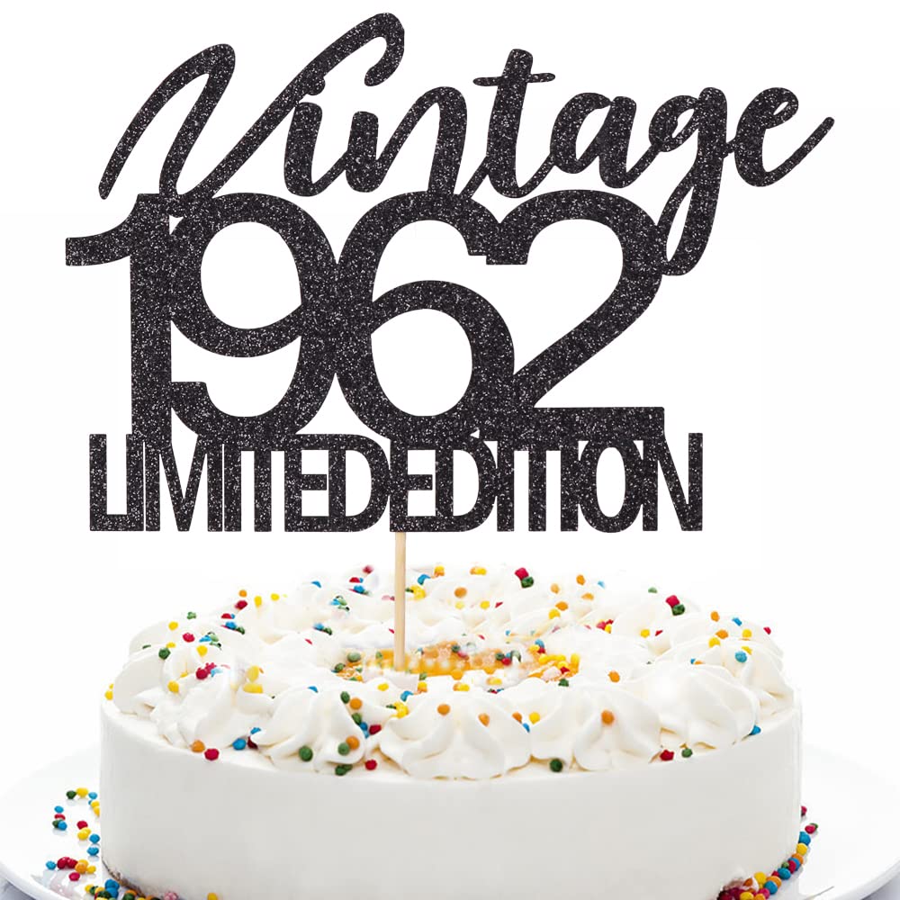 Buy Qerleny black glitter vintage 1962 cake topper-limited edition 60th ...