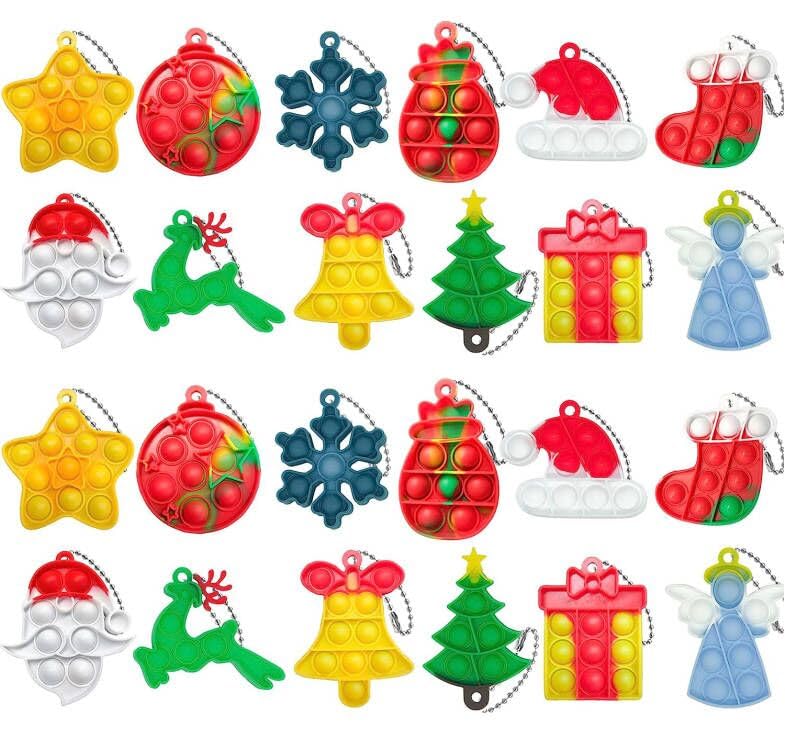 Amazon.com: 24 PCS Christmas Mini Pop Keychain Fidget Toy, Mini Push ...