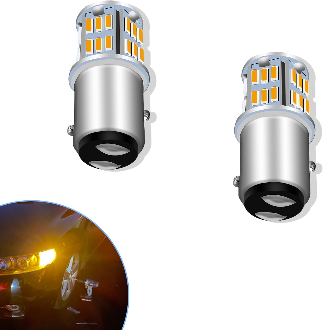 Amazon.com: UNXMRFF Super Bright Upgraded 2357 1157 LED Bulb Amber for ...