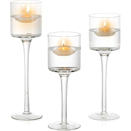 Amazon.com: Koyal Wholesale Long Stemmed Tealight Candle Holder, Set of ...