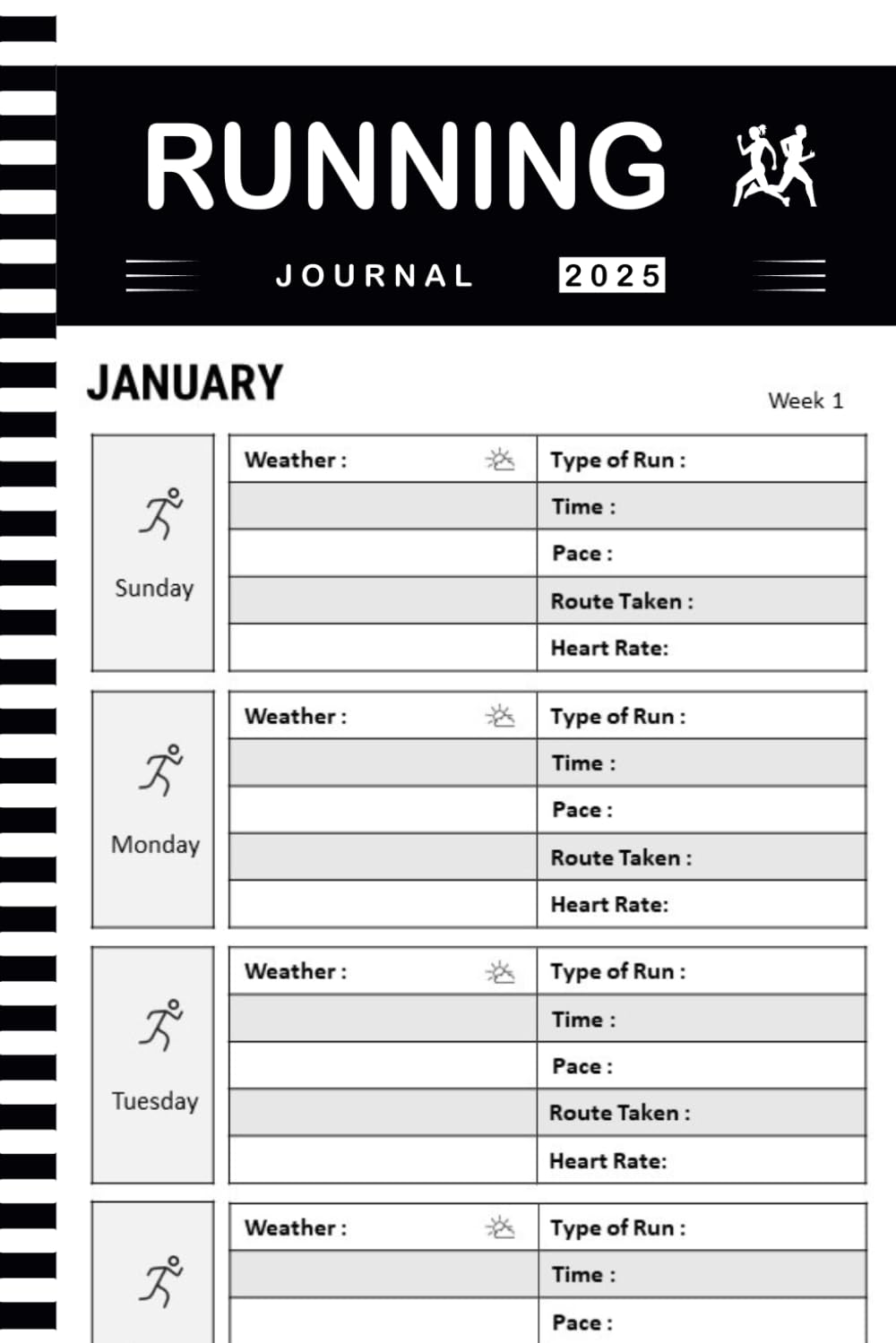 Running Journal 2025: 365 Days, Size 6 x 9 Inches , 145 Pages ...