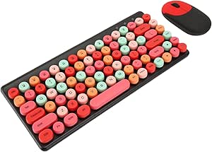 Amazon.com: Wireless Keyboard and Mouse, 86 Keys Durable Colorful Round ...