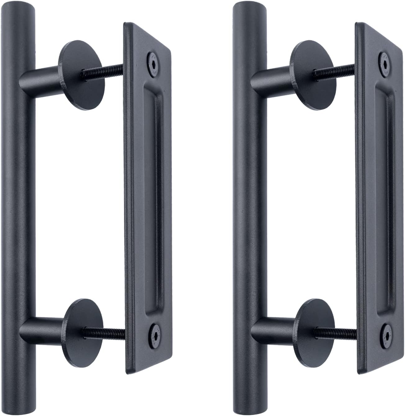 Komphy 2 Pack Sliding Barn Door Handle Set, 12 Inch Pull and Flush Hardware Set Round Gate ...
