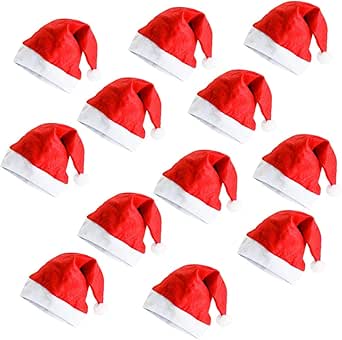 Ram® 12 Pieces Christmas Santa Hat Christmas Party Fancy Dress Hats Or ...