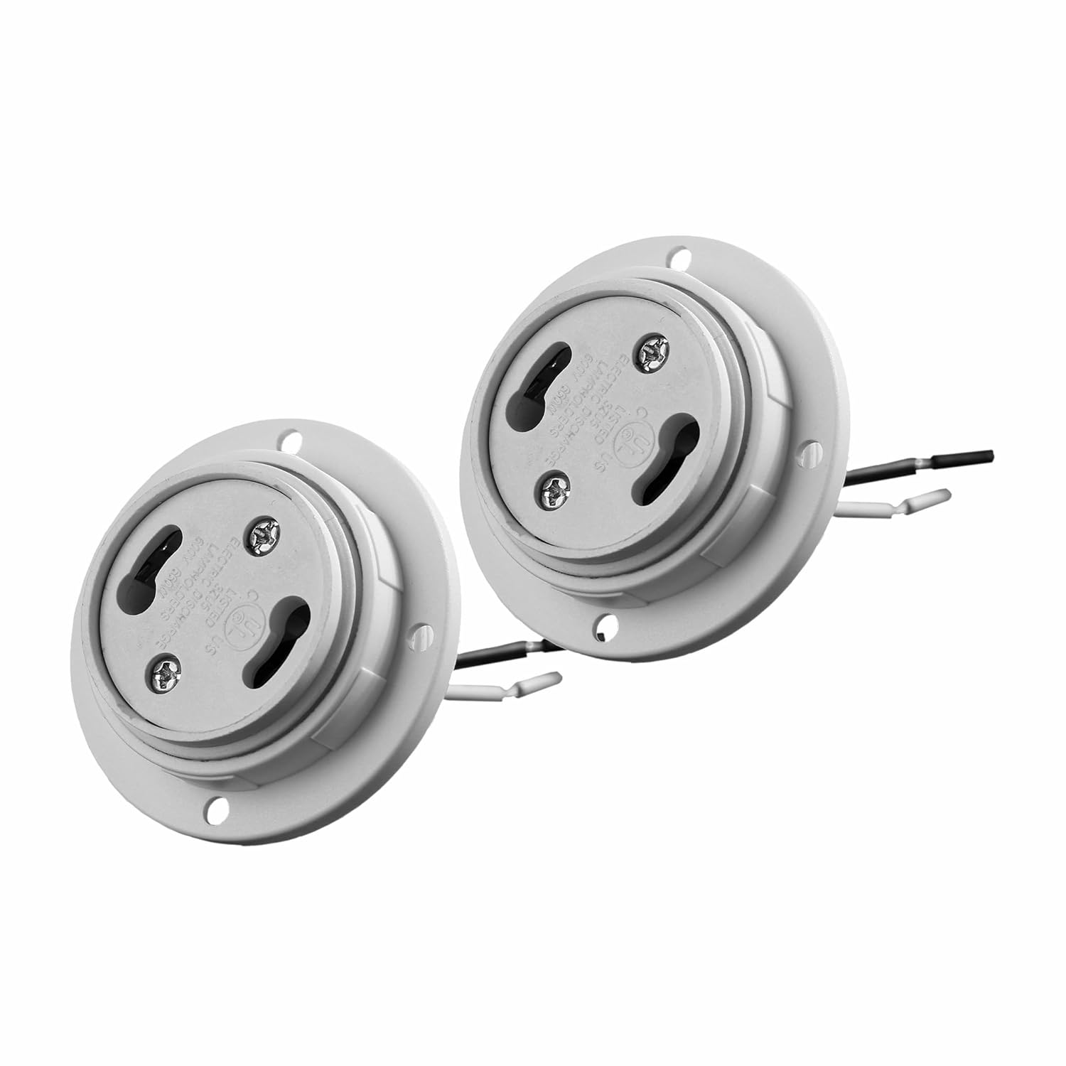 YinPlus 2 pcs per Pack Hole Mounted Type Ceramic GU24 Bulb Lamp Holder ...