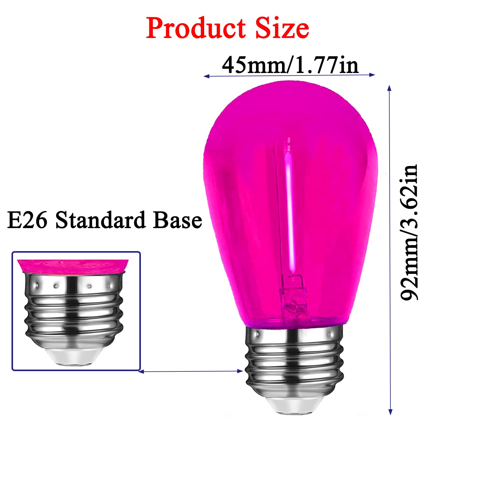 Snapklik.com : S14 Pink LED Bulb 1W Shatterproof Replacement Light Bulb ...