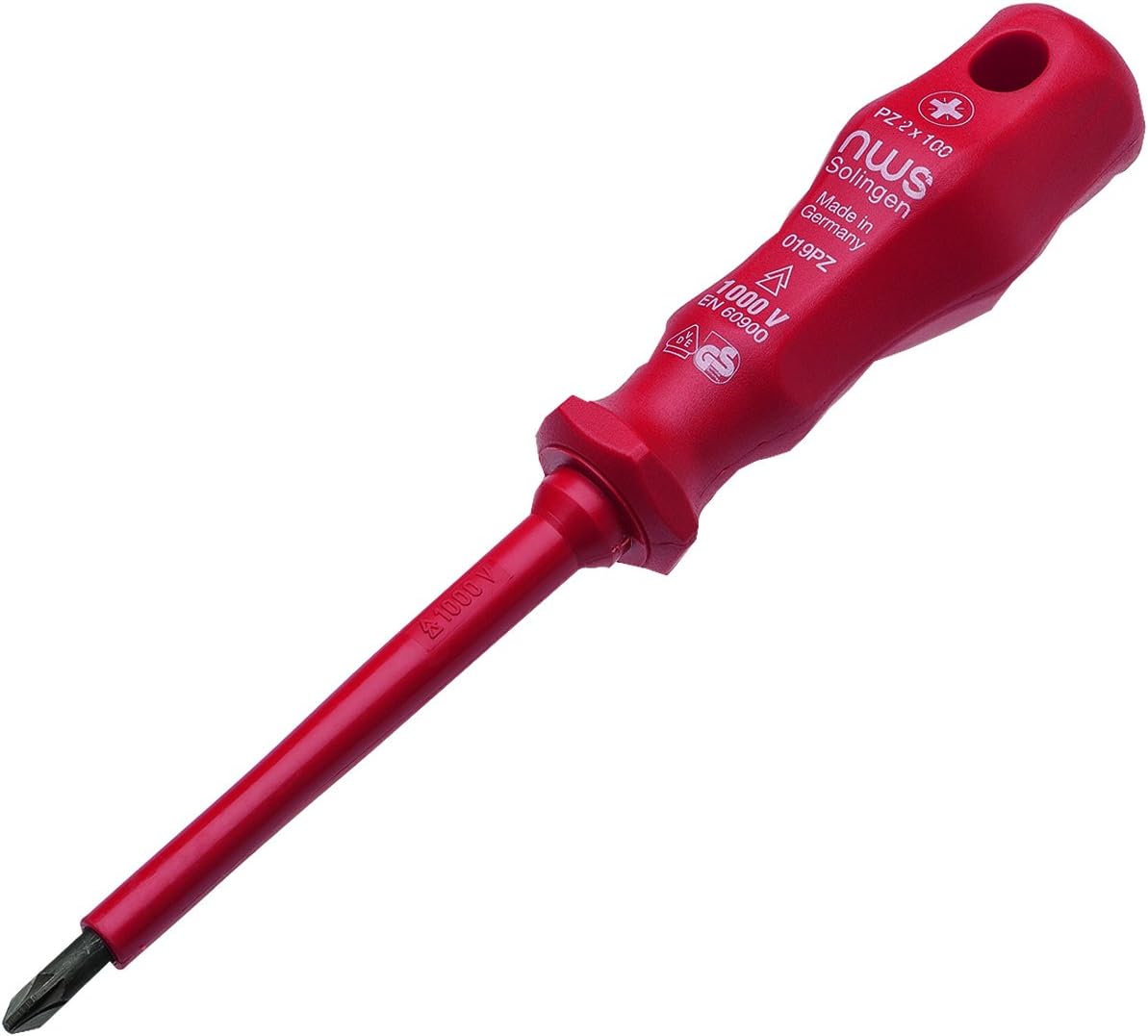 NWS 019-PZ2-100 PZ2 VDE Screwdriver for Cross-Slotted Screws, Red, 100 ...