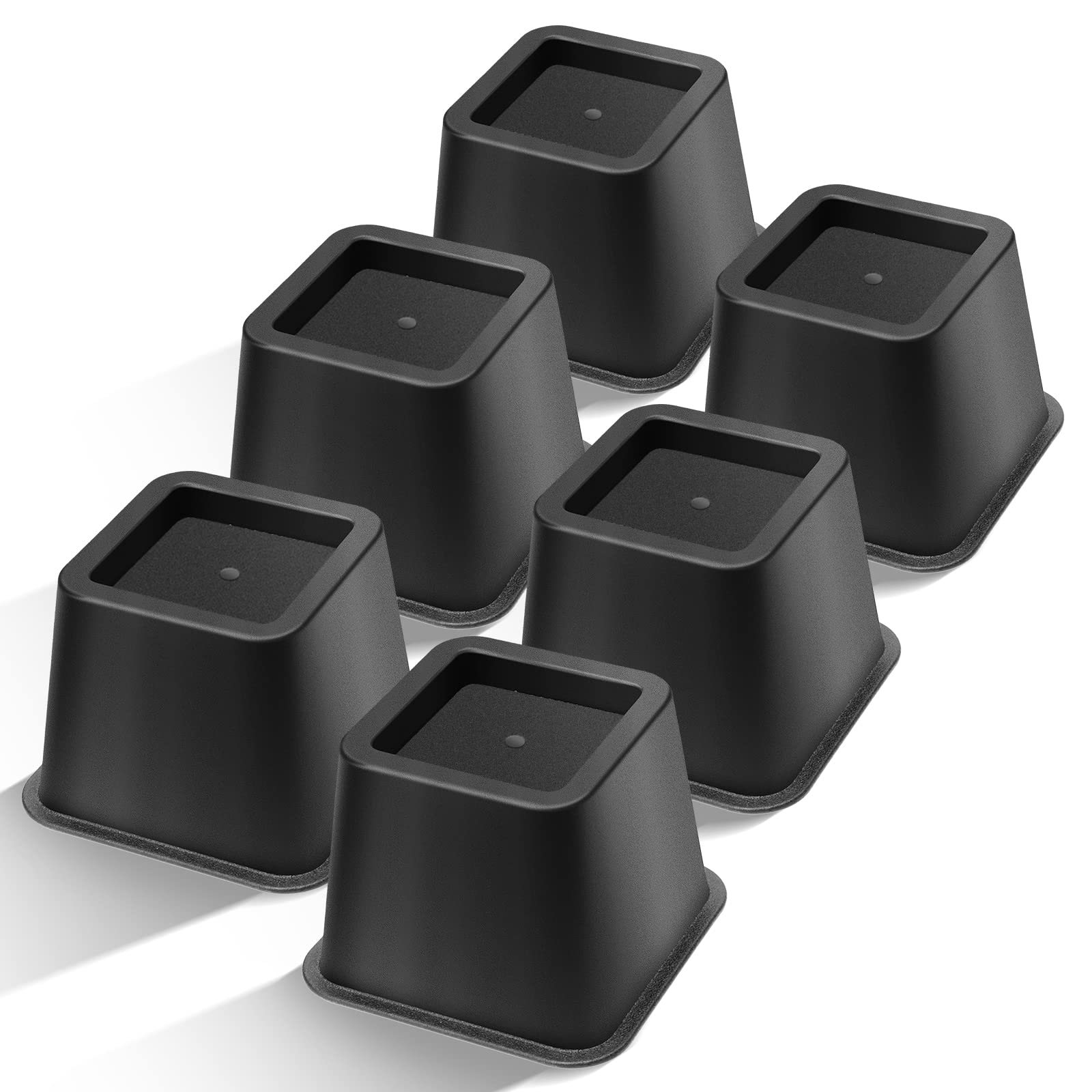 Bed Risers 4 Inch, Set of 6 Bed Lifts Risers up to 3300 lbs,Square ...