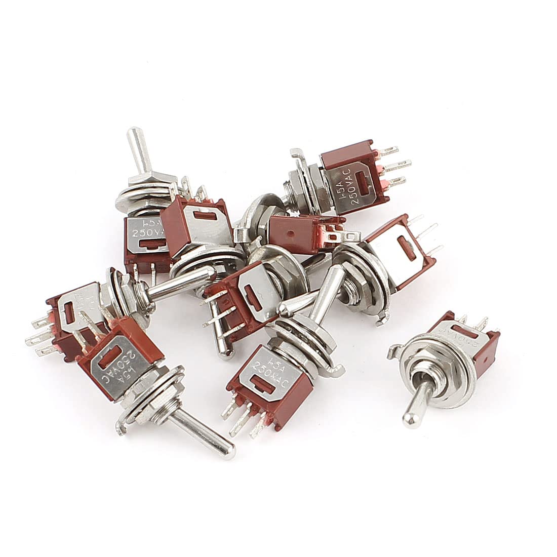10Pcs AC250V 1.5A SPDT 3Pin ON/Off/ON Latching Control Toggle Switches ...