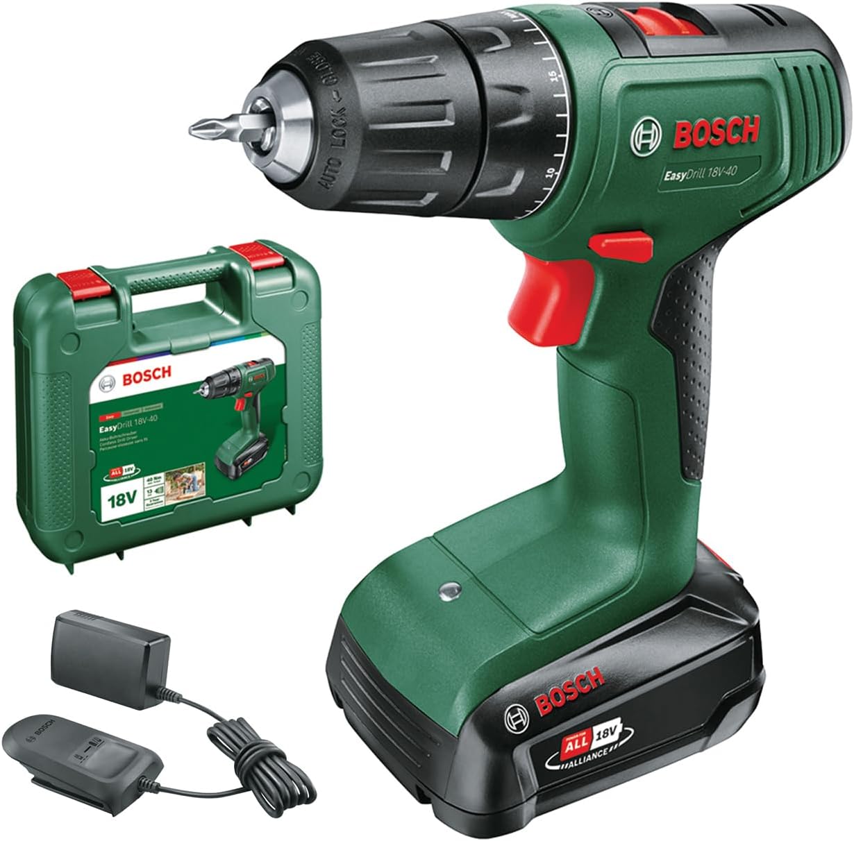 Bosch 18V Cordless Drill Driver With 2.0Ah Battery, Charger and Case, 2 ...