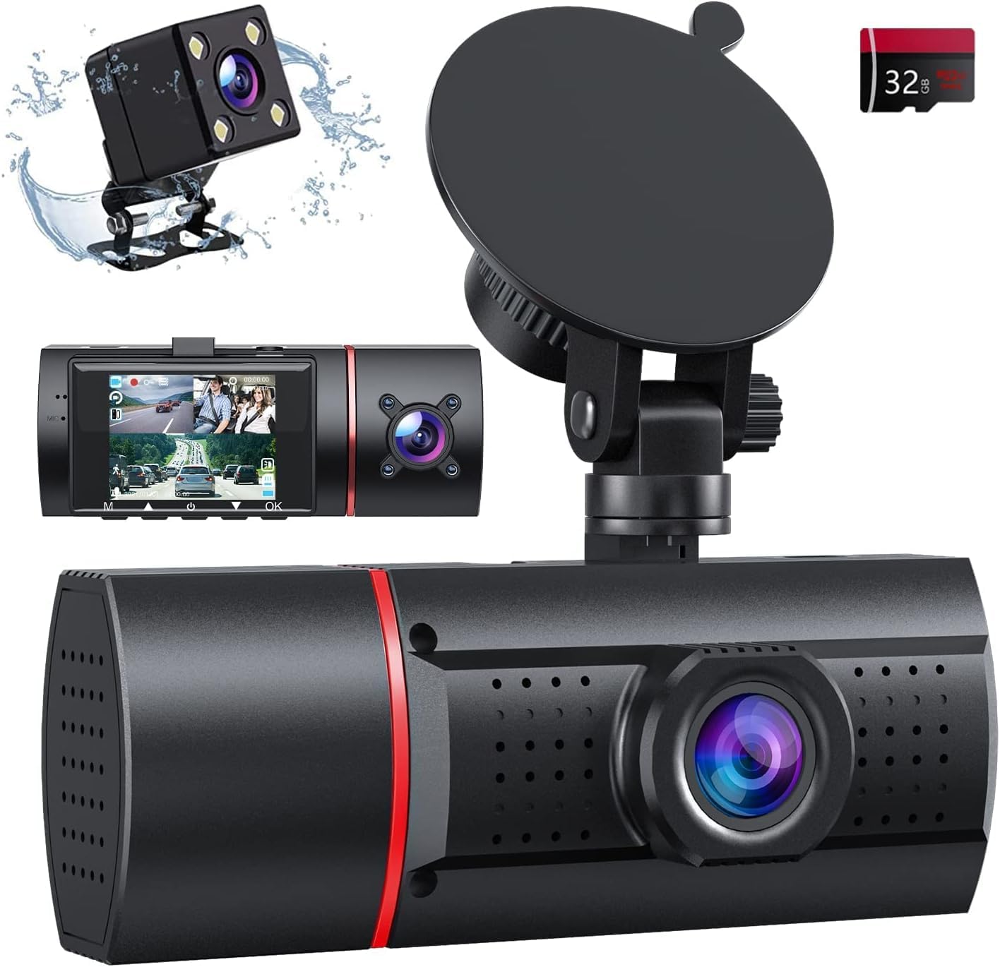 abask J05 Dashcam Auto 1080P Dash Cam Vorne Innen mit 32GB SD-Karte ...