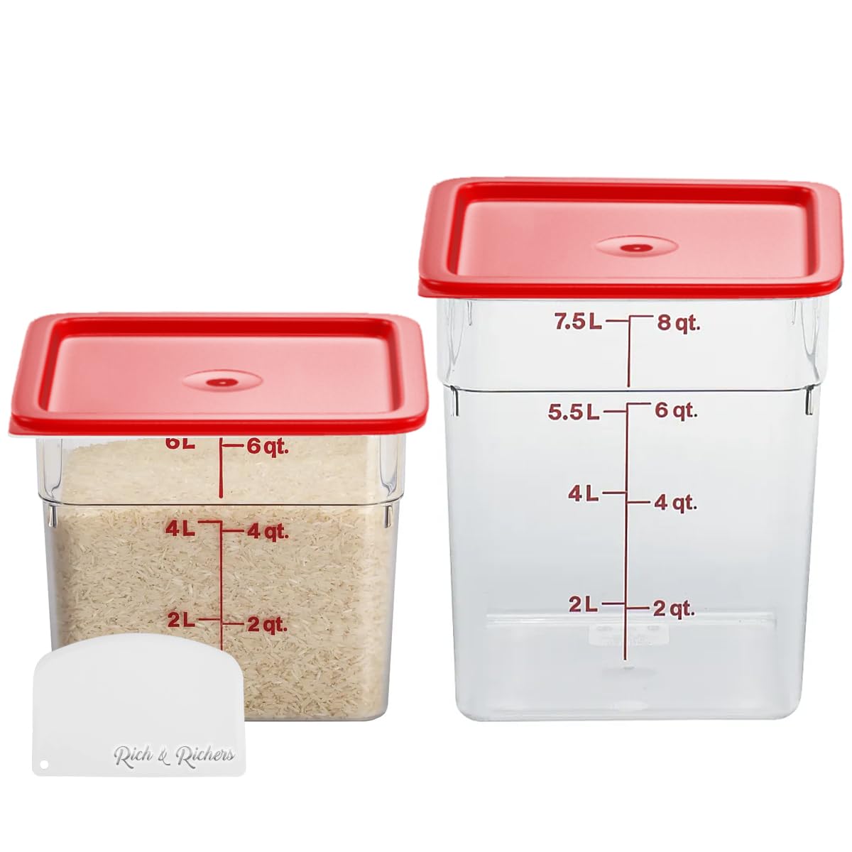 Amazon.com: Cambroo 6-Quart & 8-Quart Square Food Storage Containers ...