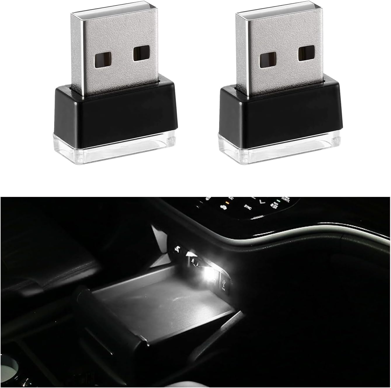 Amazon.com: Sylvil 2 PCS USB LED Car Interior Atmosphere Lamp, Portable ...