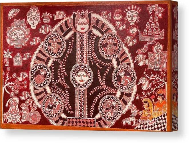 Amazon.com: Kohbar Madhubani Painting (Kobar) in Original Acrylic on ...