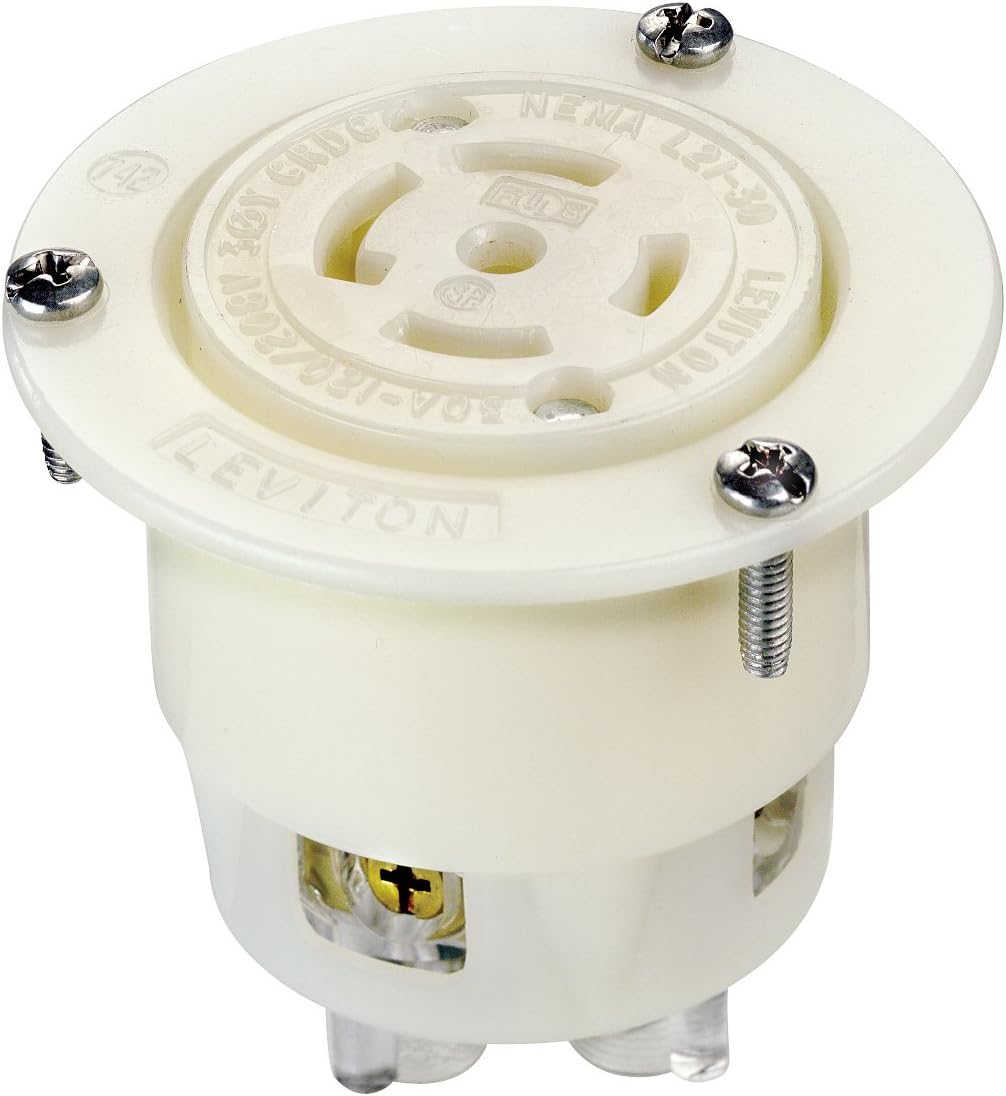 Leviton 4715-C 15 Amp, 125 Volt, Flanged Outlet Locking Receptacle ...