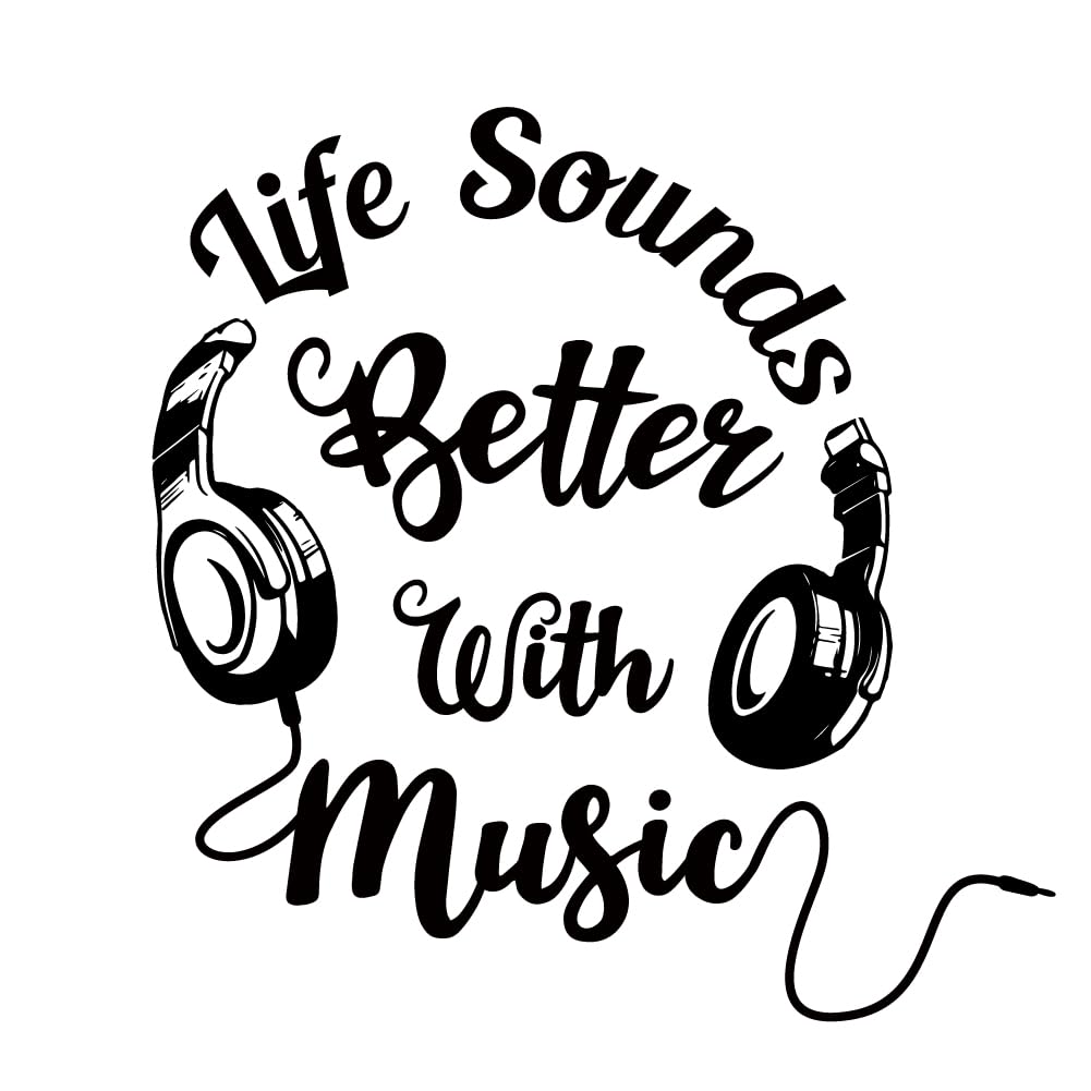 SUPERDANT Black Music Wall Sticker Life Sounds Better with Music Wall ...