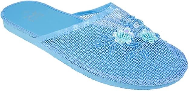 Amazon.com | Women's Mesh Slippers With Sequin (5, BLUE) | Slippers