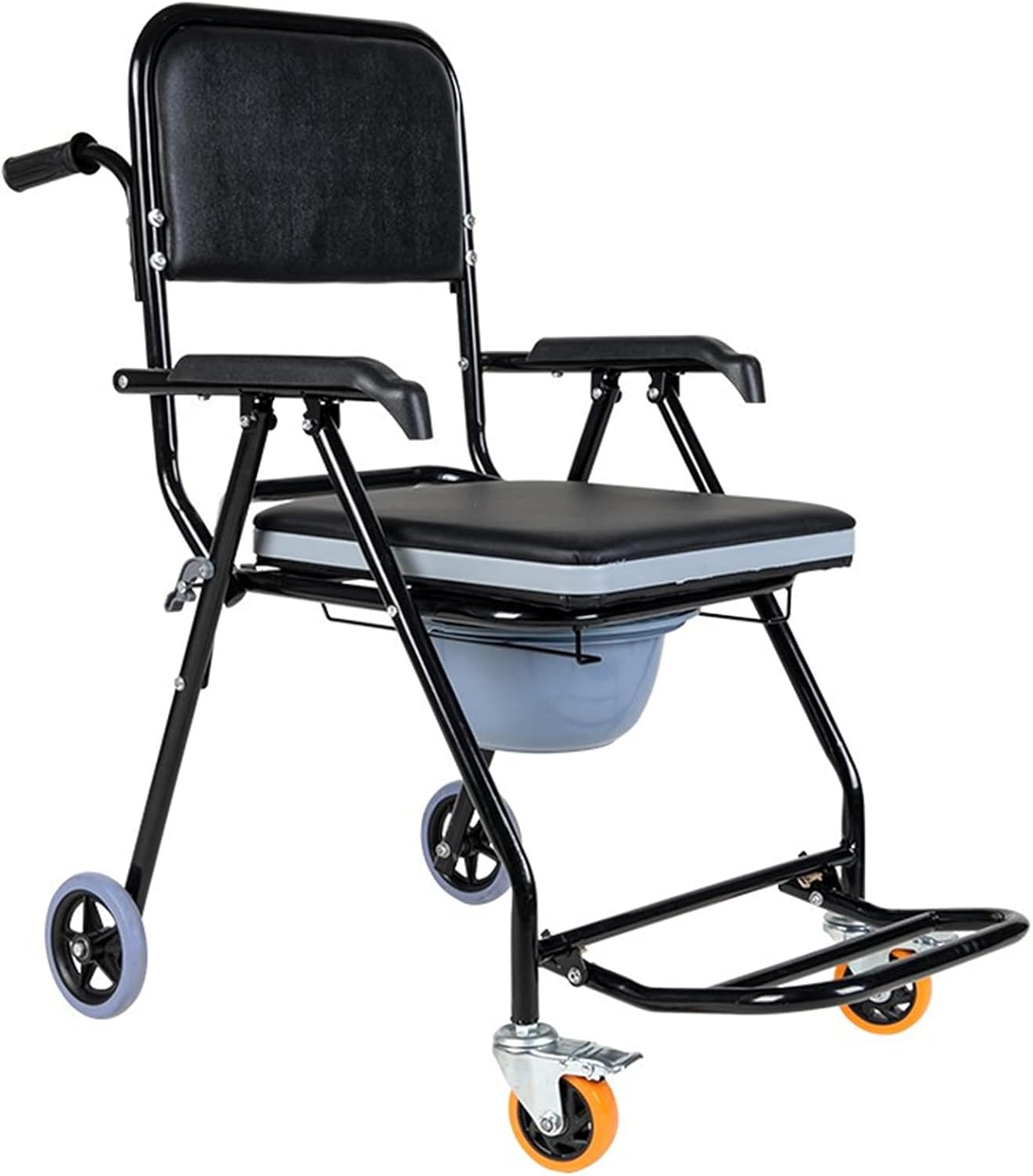 Amazon.com: Bedside Commode Chair, Transport Shower Wheelchair Toilet ...
