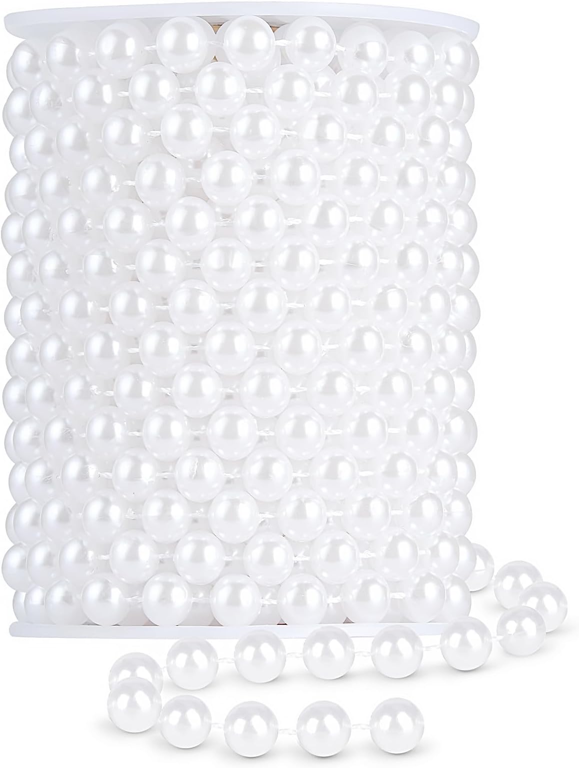 Amazon.com: PAXCOO White Pearl Beads Garland, Pearl Strands Craft ...