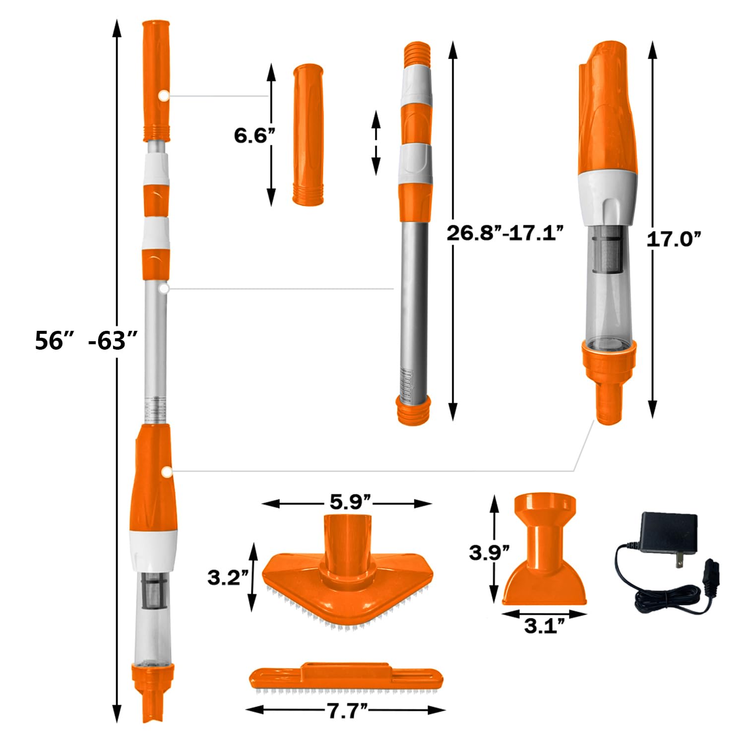 YSMJ 3 in 1 Cordless Rechargeable Pool Vacuum, Handheld Pool Cleaner ...