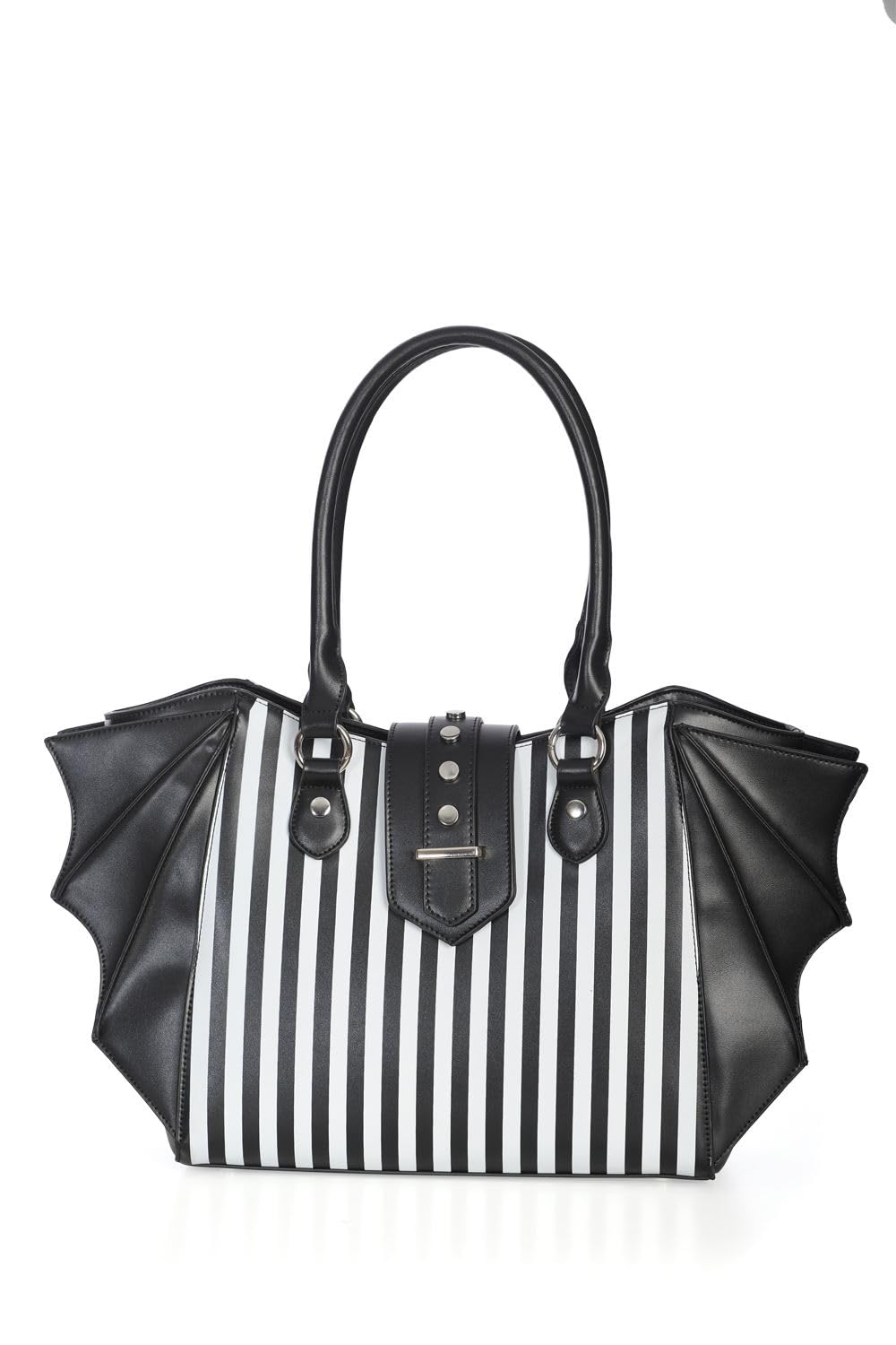 Banned Annabelle Handbag Gothic Striped Halloween Faux Leather Bat Wing ...