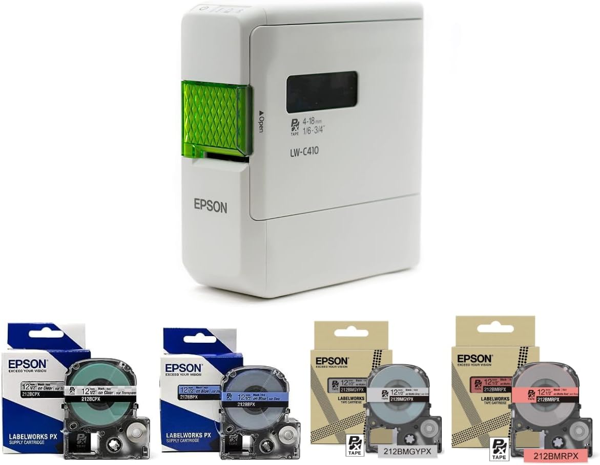 Amazon.com : LABELWORKS Epson LW-C410PX Back to School Bundle - Label ...