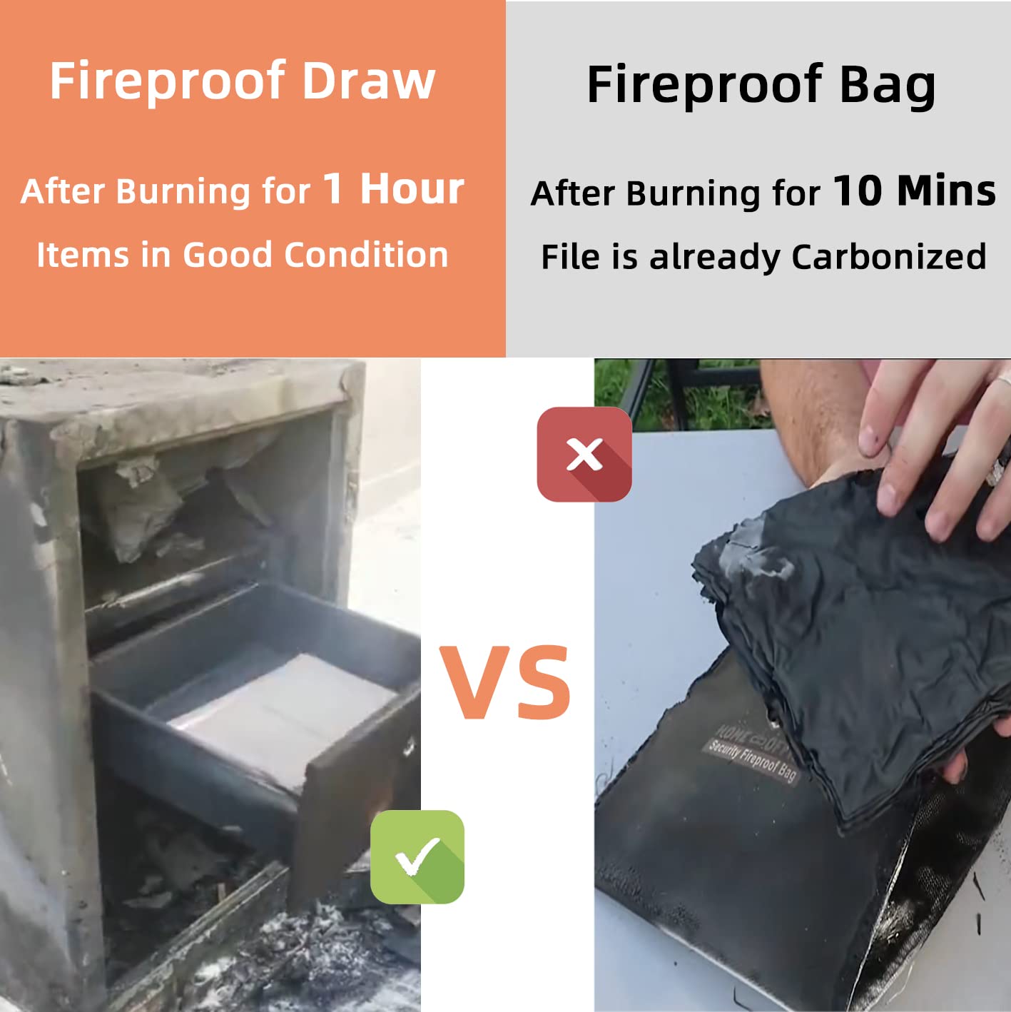 WASJOYE Fireproof Safe, Fireproof and Waterproof Home Safe with ...