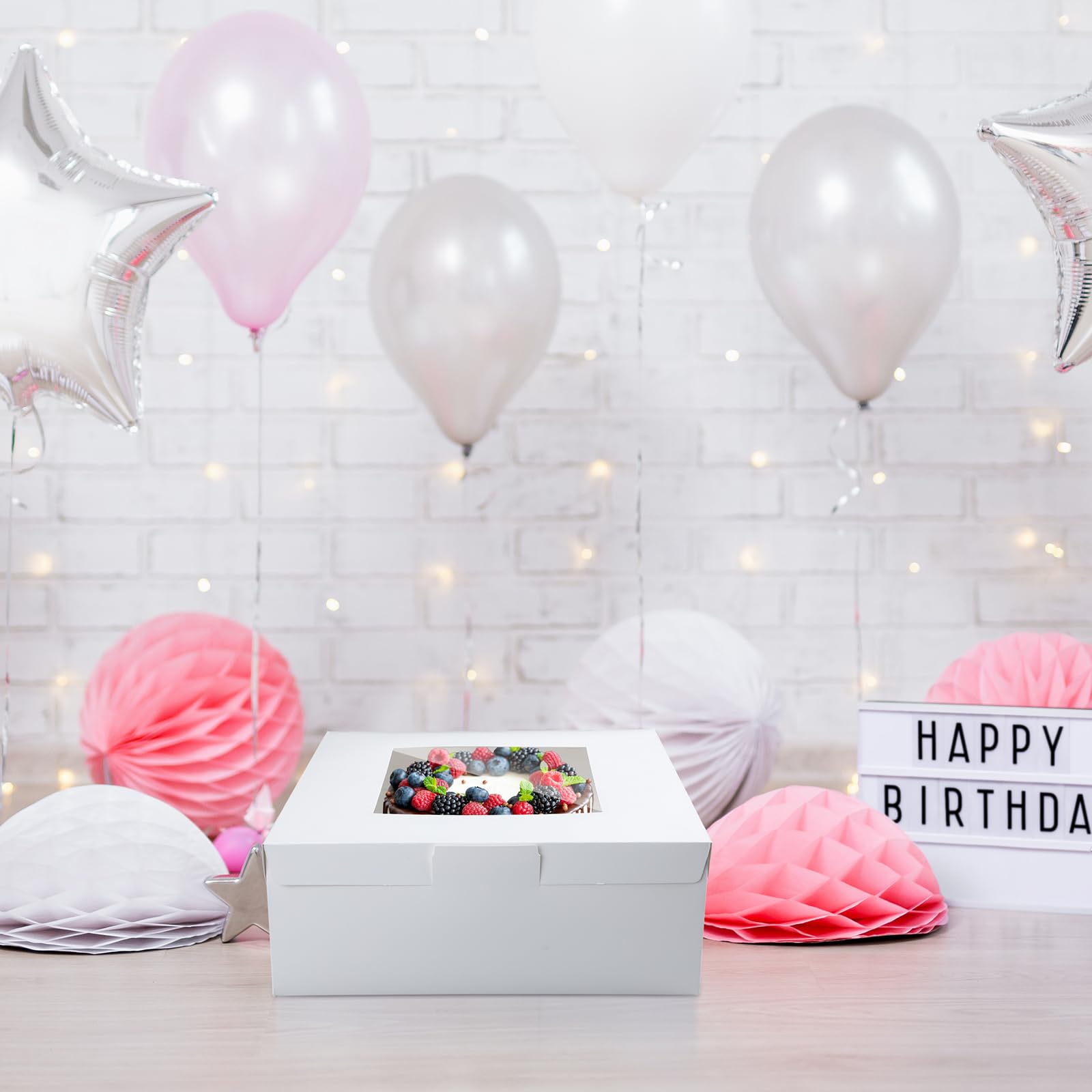 Ireer 10 Pcs Cake Boxes with Window White Bakery Boxes Large Pastry ...